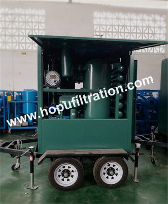 outdoor usage two stage vacuum transformer oil purifier equipped with trailer,insulated oil treatment with weather proof supplier