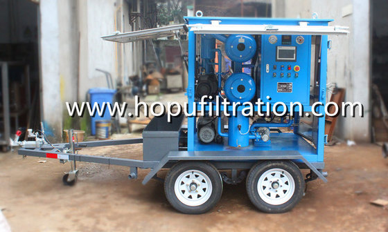 mobile trailer vacuum transformer oil purifier equipment, movable insulation oil filtration unit supplier